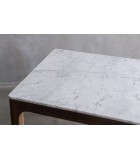 Natural Italian Carrara Marble Curve Table with wooden structure