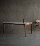 Natural Italian Carrara Marble Curve Table with wooden structure