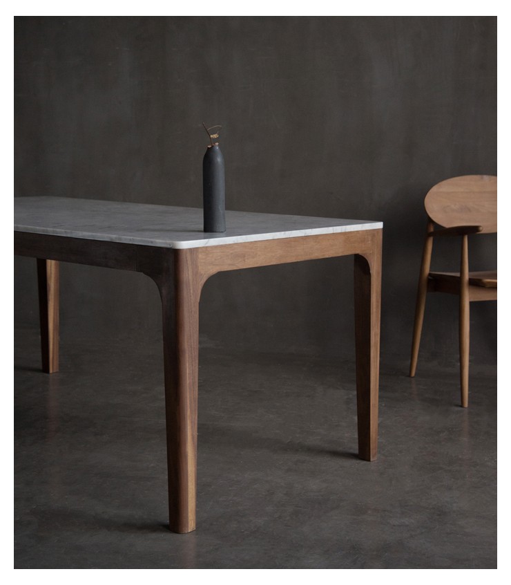 Natural Italian Carrara Marble Curve Table with wooden structure