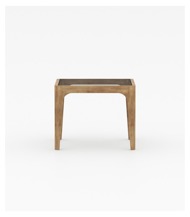 Perry Side Table - 100% Solid Wood, Tinted Tempered Glass Top