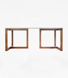 Tate Dining Table - 100% Solid Wood and Tempered Glass Table Top