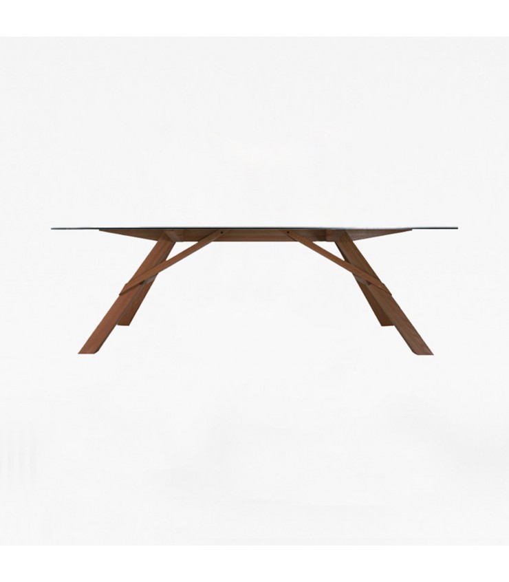 Ark Table - constructed from solid wood and tempered glass top